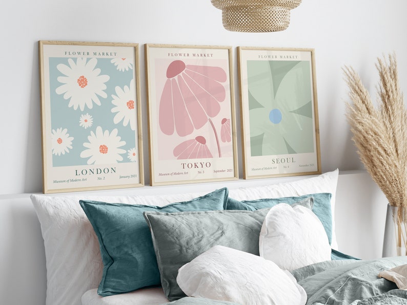 Danish Pastel Decor Flower Market Poster Set of 3 Prints - Etsy