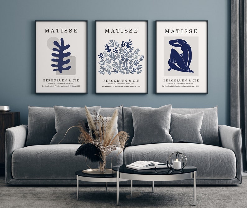 Navy Blue Wall Art Blue Prints Matisse Blue Print Set of 3 - Etsy
