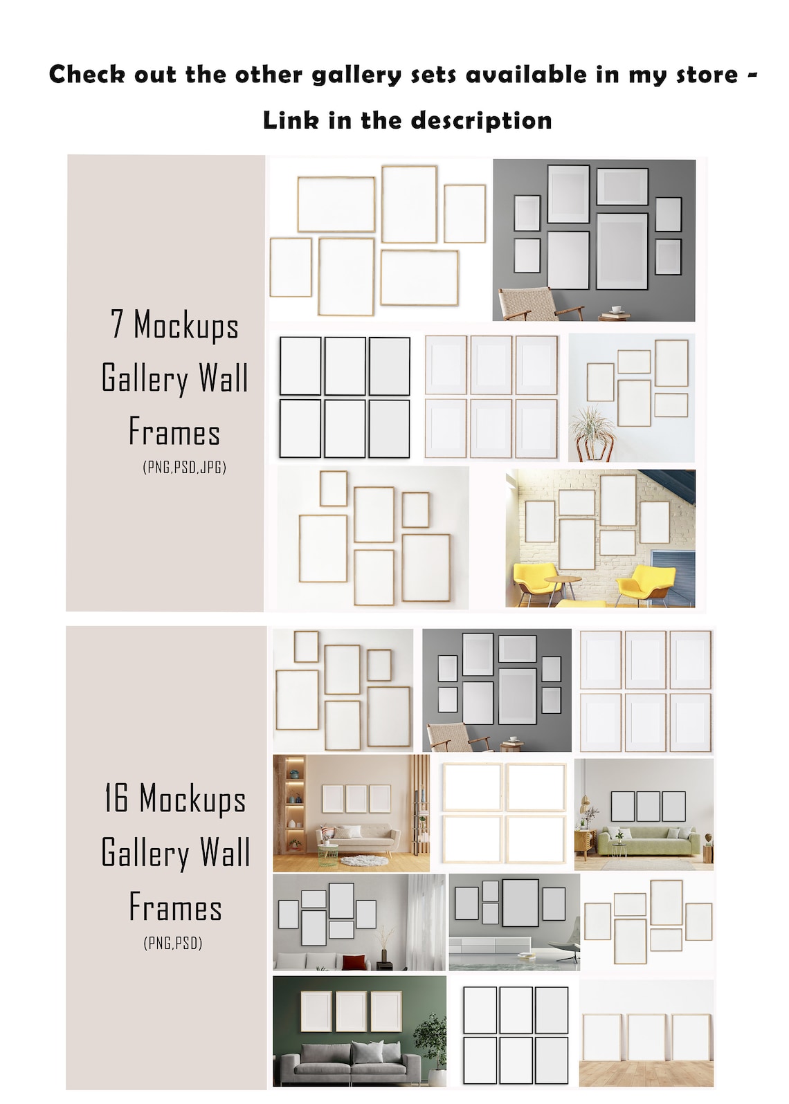 Gallery Wall Mockup Boho Mockup 6 Frame Mockup Vintage - Etsy
