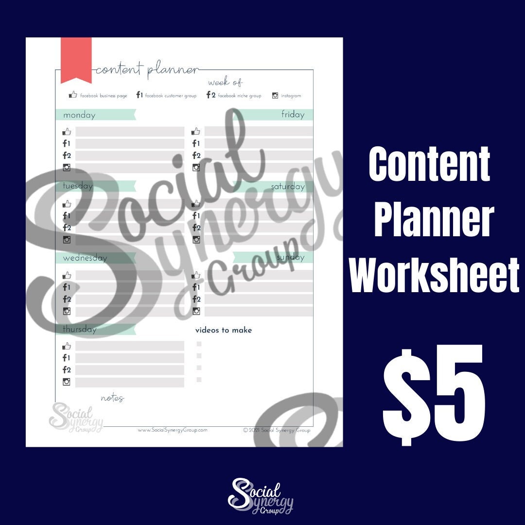 Content Planner Worksheet - Etsy