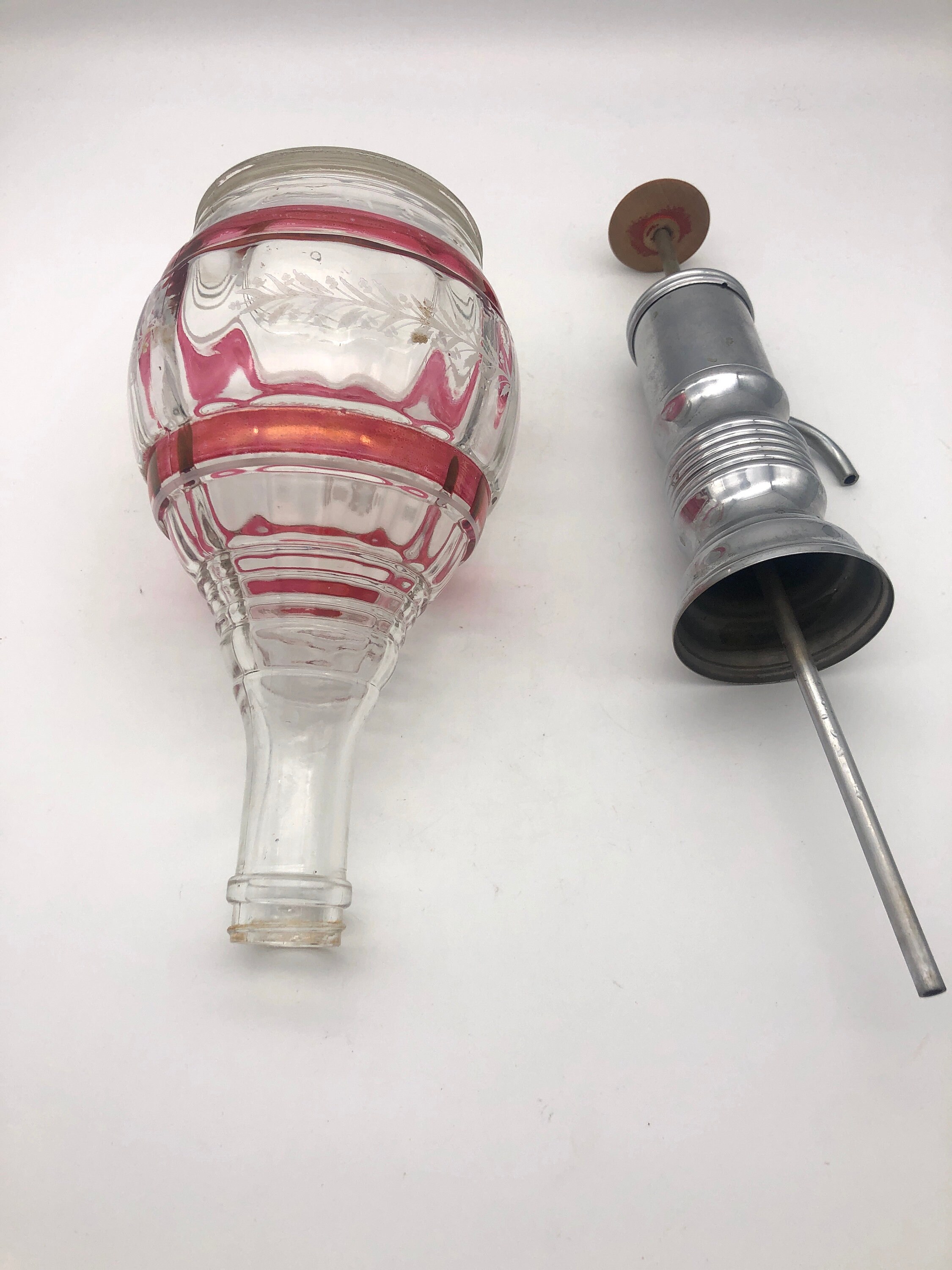 1930s Hazel Atlas Liqueur Dispenser, Depression Glass and Chrome, Soda ...