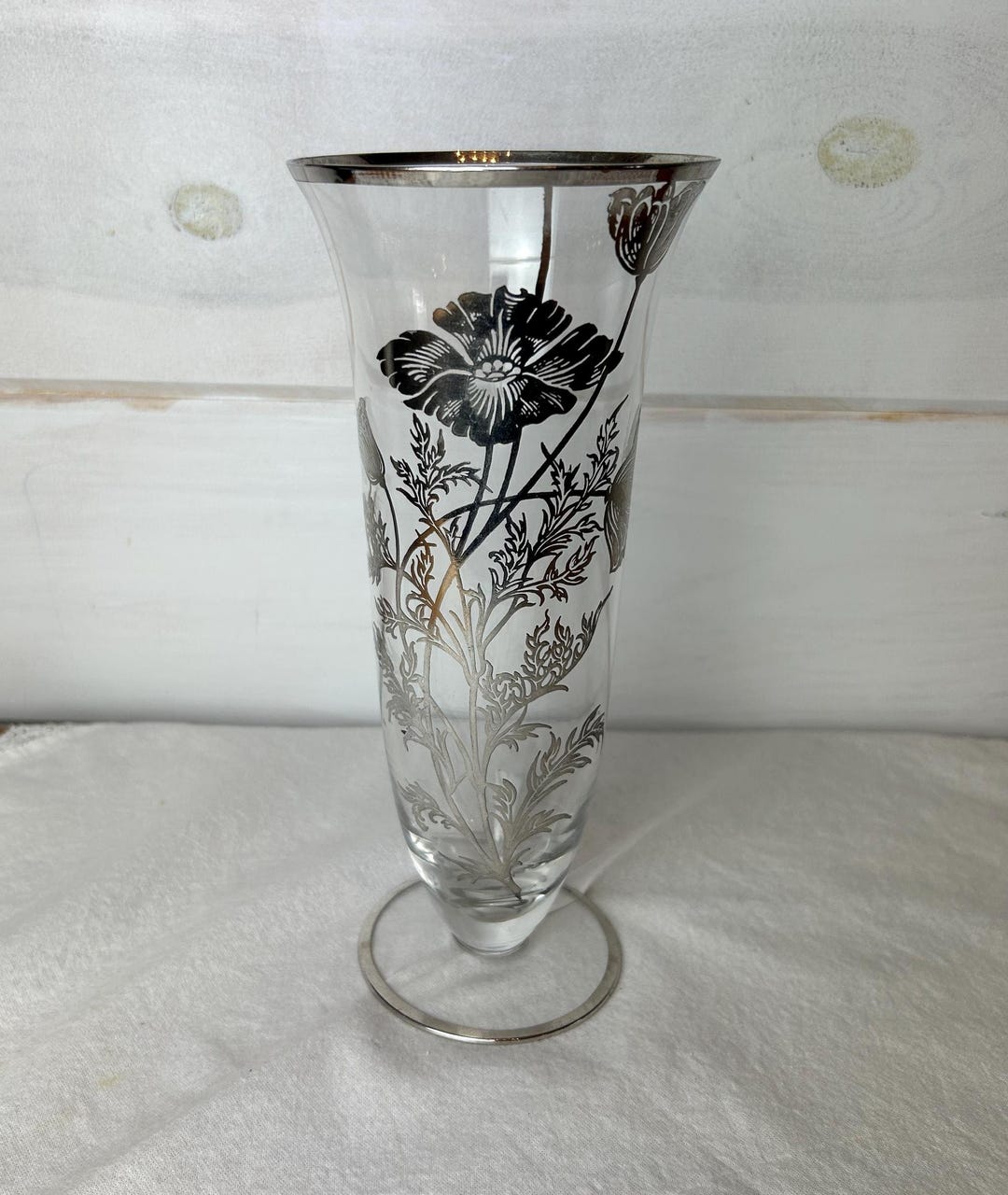 Vintage Vase Sterling Silver Poppy Flanders Flower Embossed Silver ...