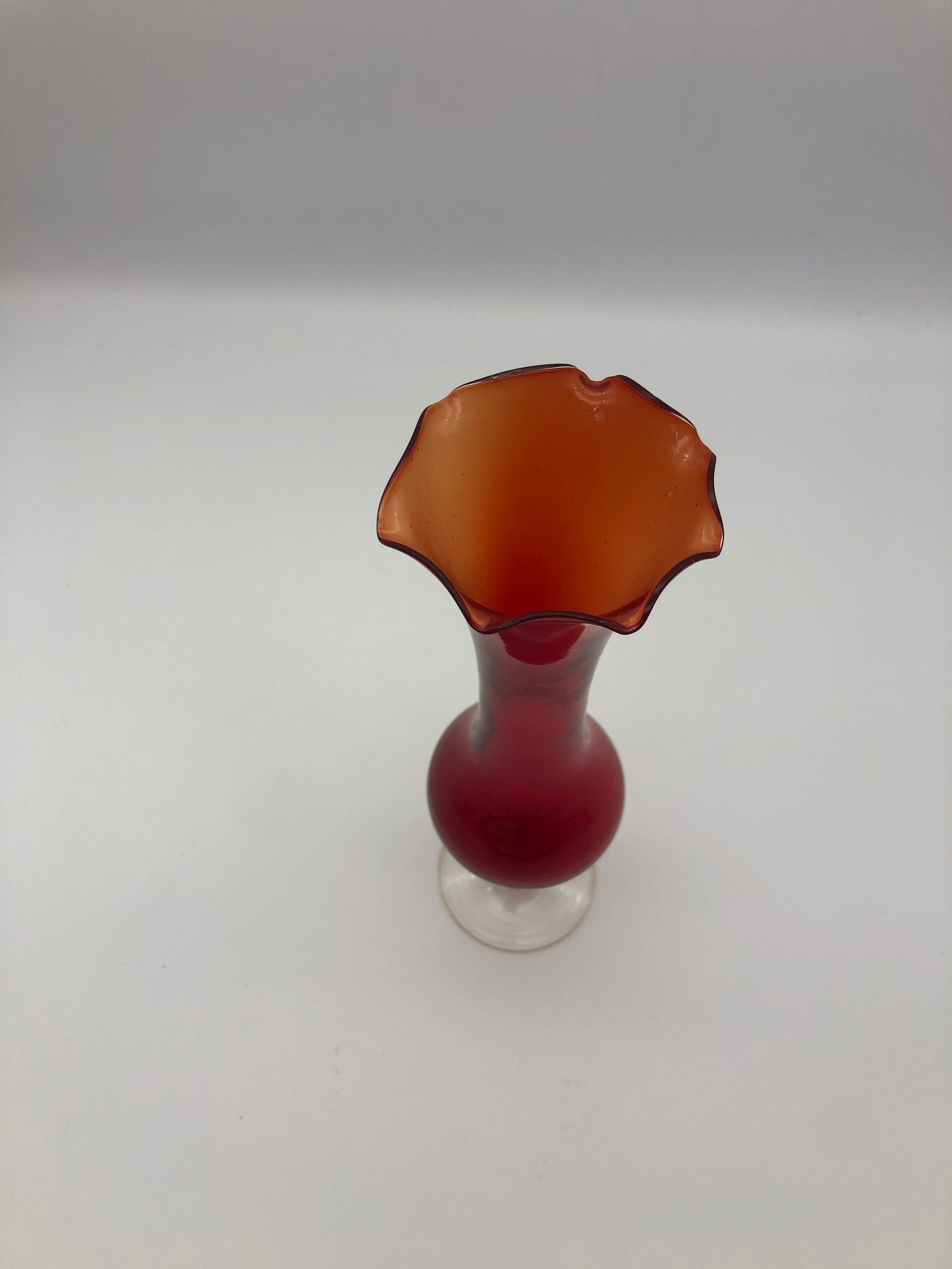 Vintage Red Fluted Ruffle Top Glass Bud Vase - Etsy