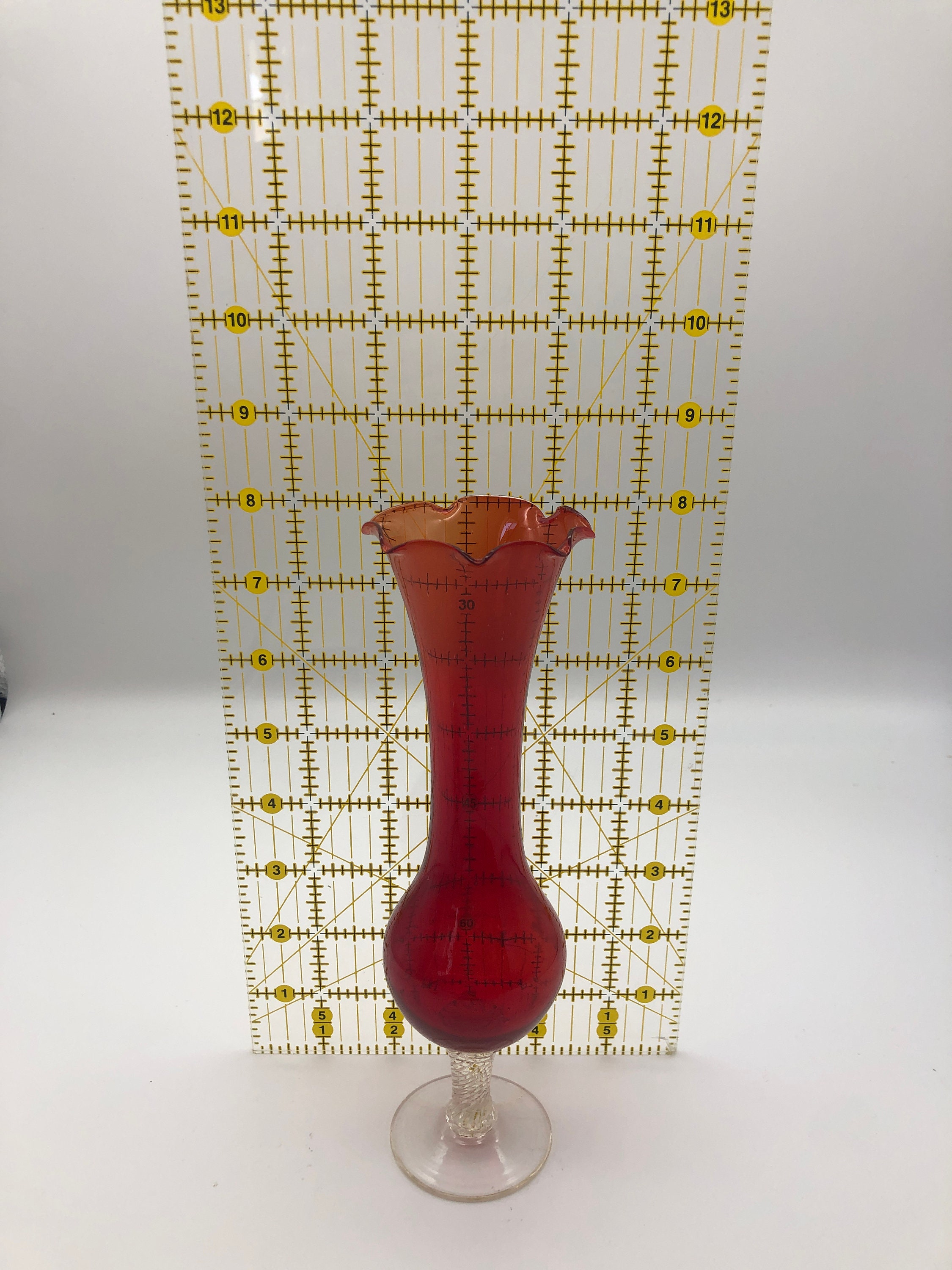 Vintage Red Fluted Ruffle Top Glass Bud Vase - Etsy