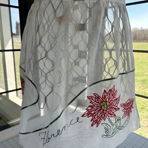 Vintage Apron Italian Hostess Style Sheer Half Holiday Poinsettia ...
