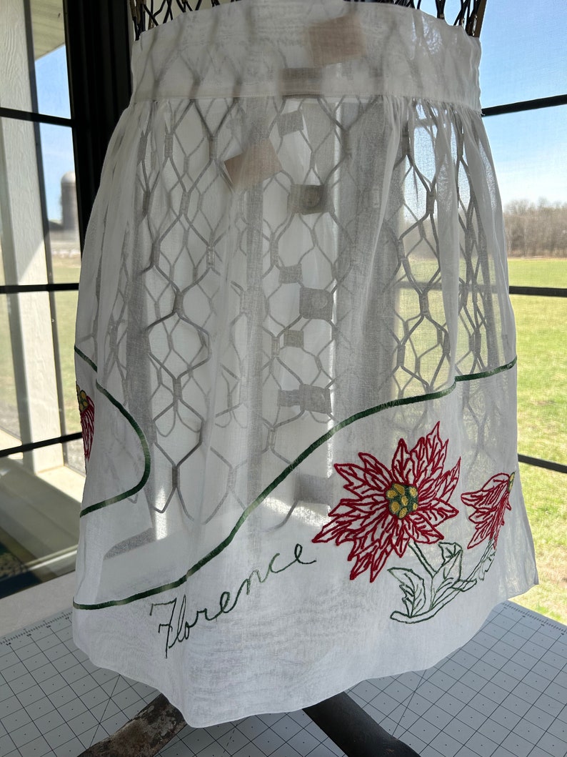 Vintage Apron Italian Hostess Style Sheer Half Holiday Poinsettia ...