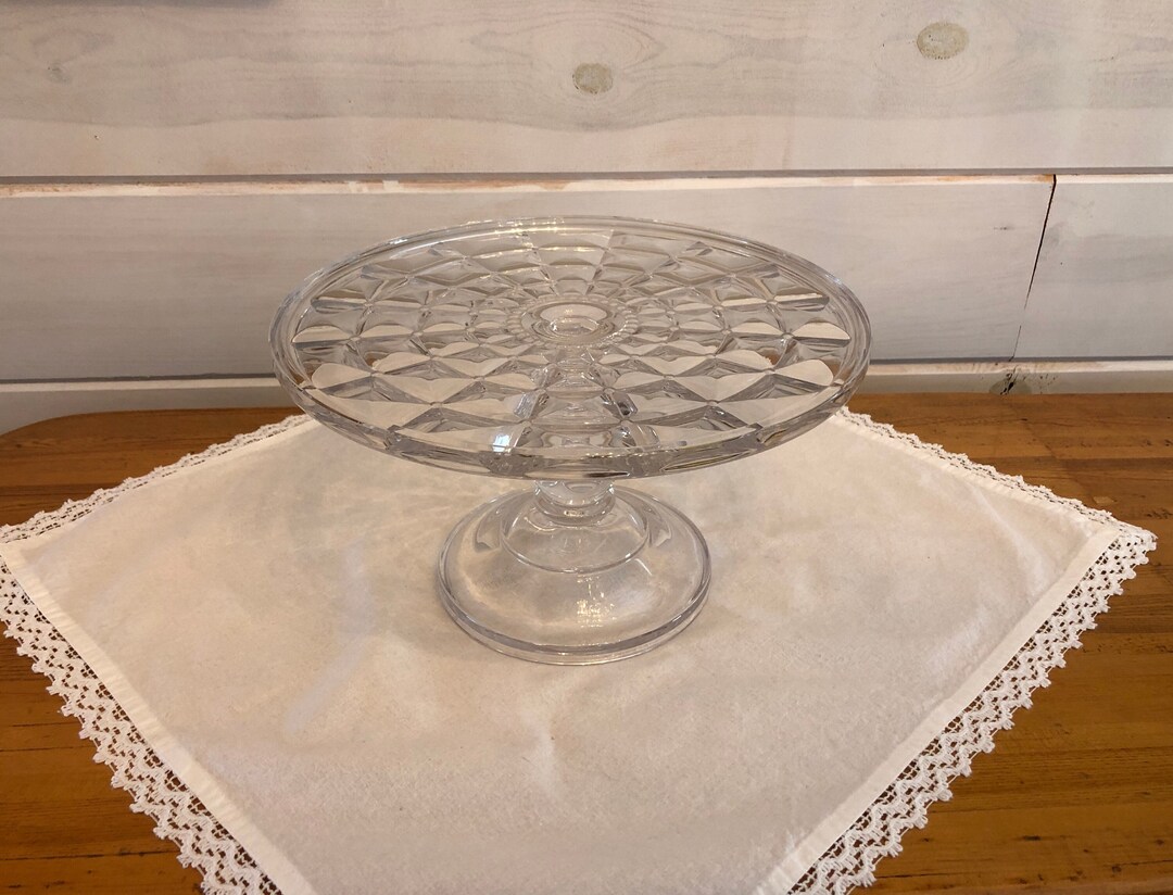 Vintage Mikasa Crystal Cake Stand: Panels Pattern, Mid-century Modern ...
