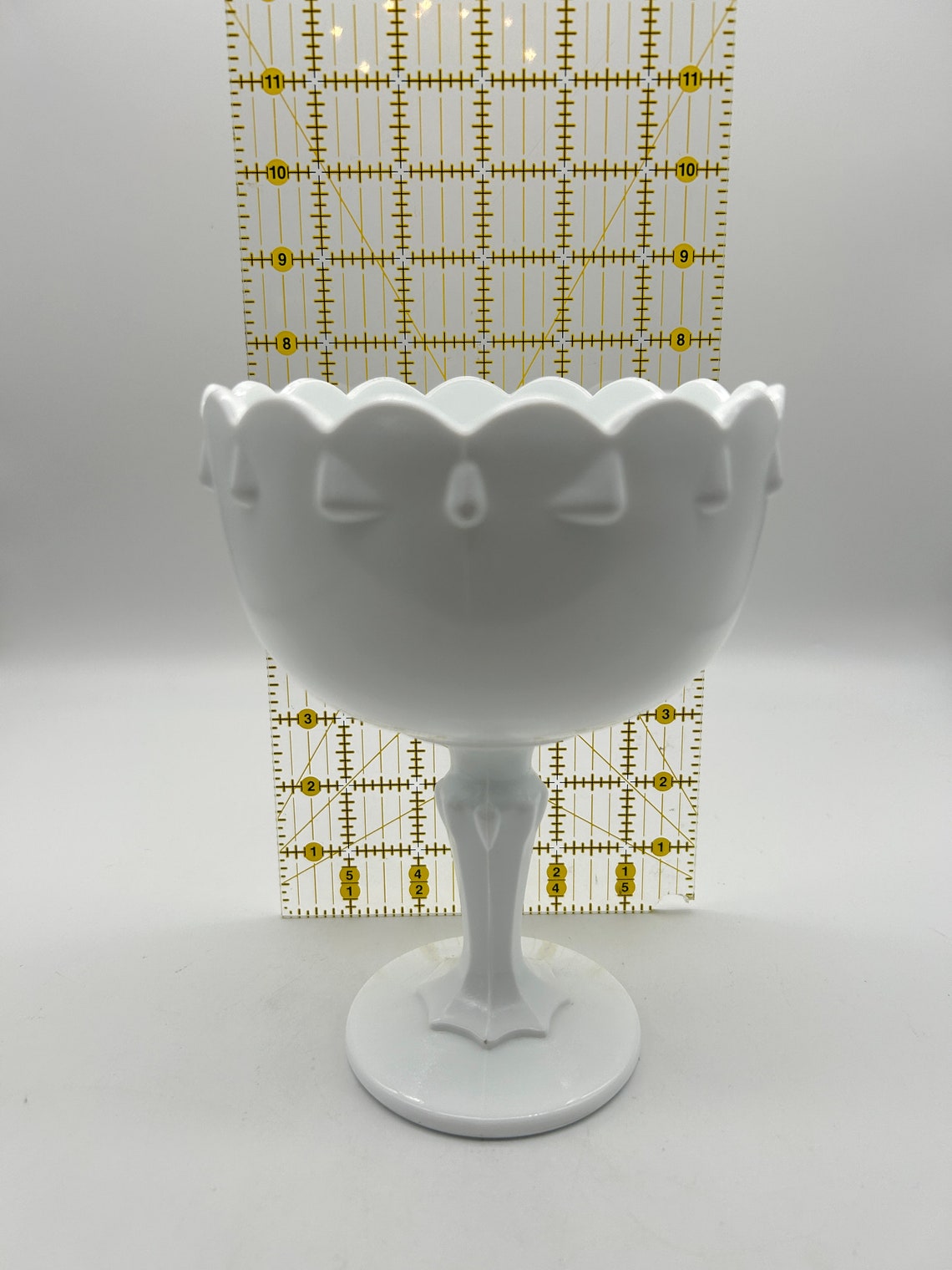 1950s Milk Glass Stemmed Compote Chalice Bowl by Indiana Glass Teardrop ...