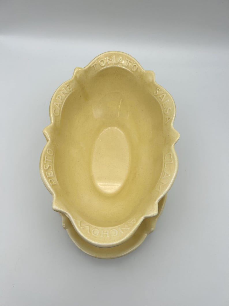Vintage Pale Yellow Pottery Serving Bowl With Drip Tray - USA Pottery ...