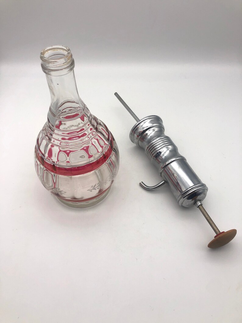 1930s Hazel Atlas Liqueur Dispenser, Depression Glass and Chrome, Soda ...