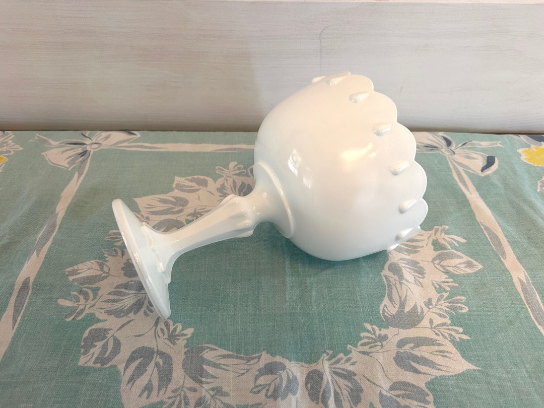 1950s Milk Glass Stemmed Compote Chalice Bowl by Indiana Glass Teardrop ...