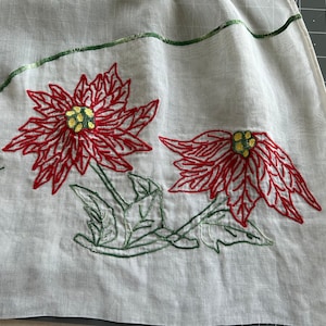 Vintage Apron Italian Hostess Style Sheer Half Holiday Poinsettia ...