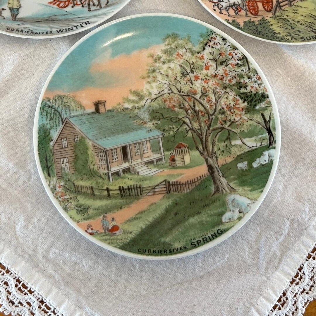 Vintage Spring Currier and Ives Decorative Plate in Seasons ...