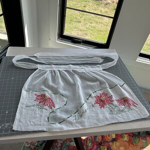 Vintage Apron Italian Hostess Style Sheer Half Holiday Poinsettia ...