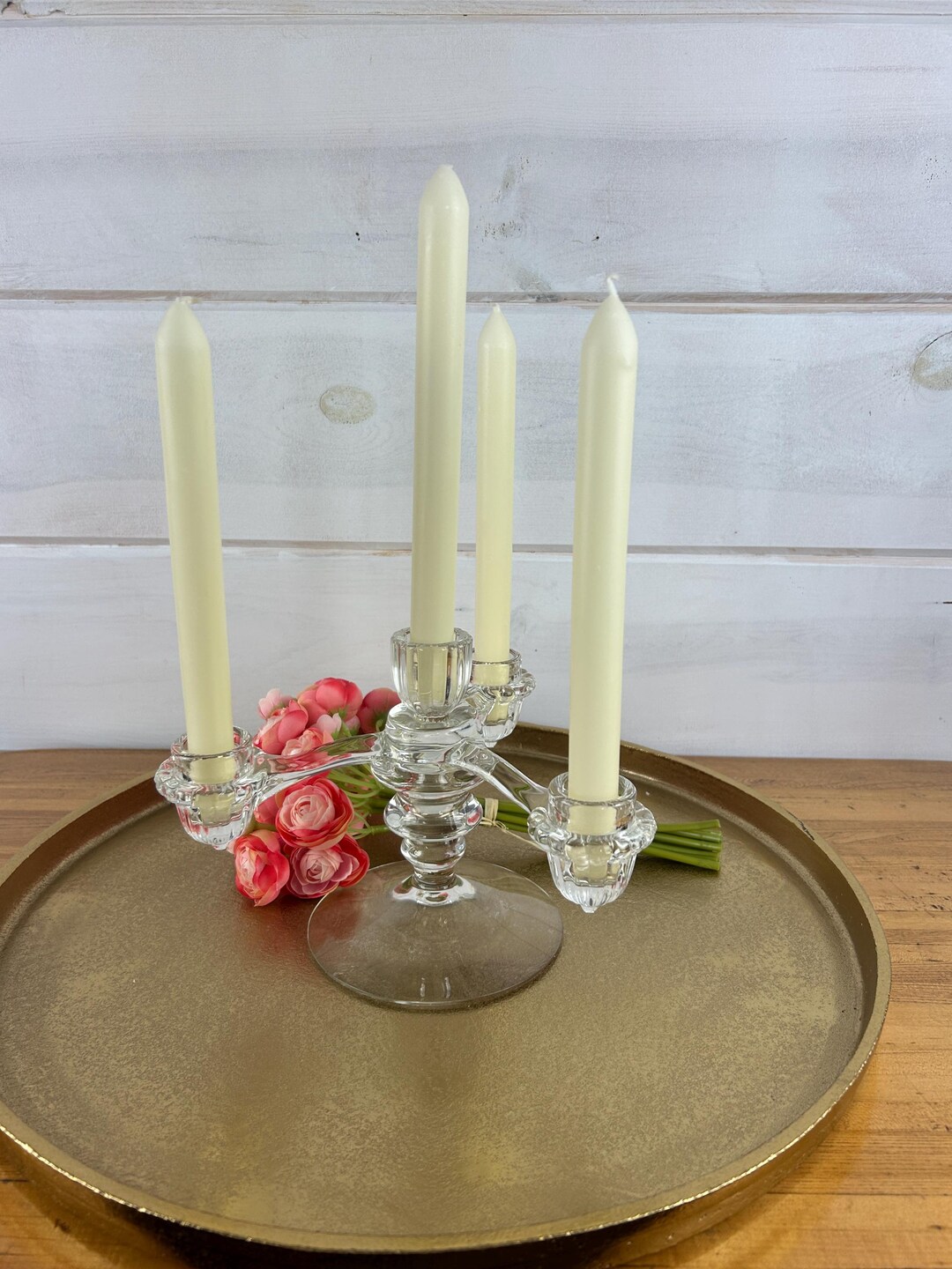 Vintage Cambridge Crystal Three Arm, 4 Place Candelabra Midcentury ...