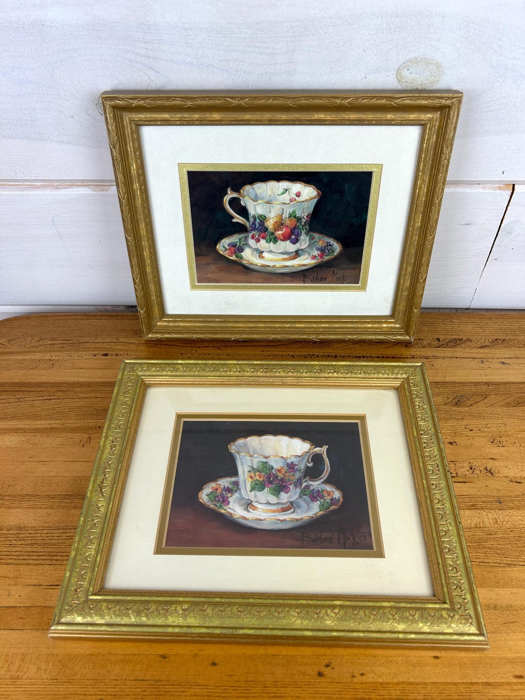 Vintage Framed Teacup Prints by Barbara Mock, Circa 1990s - Etsy