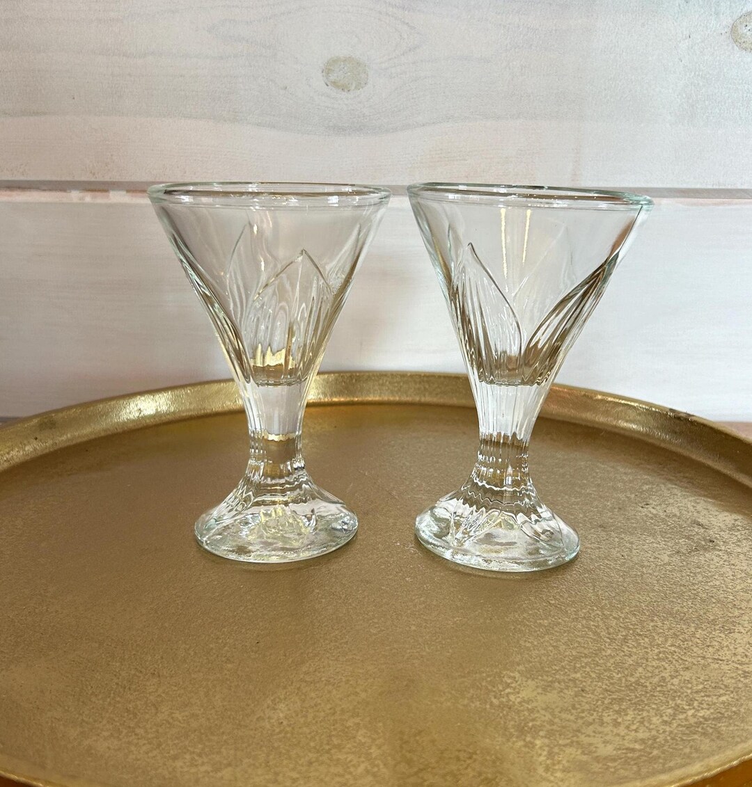 Vintage Parfait Sunday Glasses Tulip Flower Embossed Set of 2 - Etsy