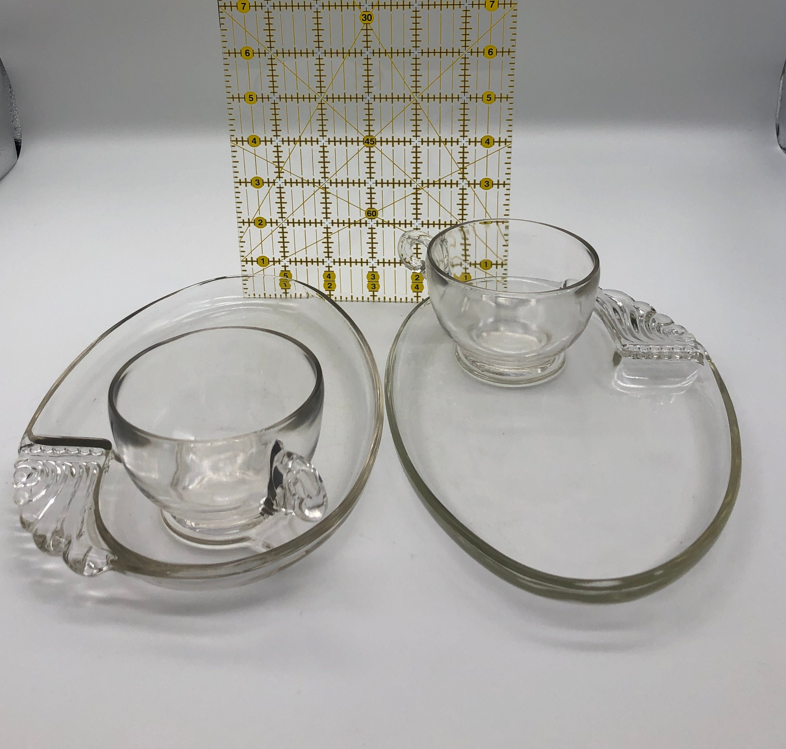 1940s Hazel-atlas Glass Company Art Deco Lunch Plate and Cup Sets - Etsy