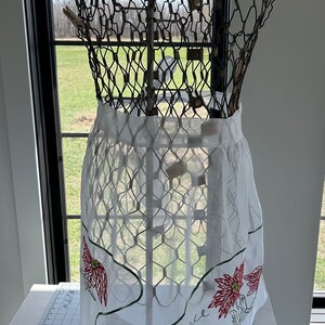 Vintage Apron Italian Hostess Style Sheer Half Holiday Poinsettia ...