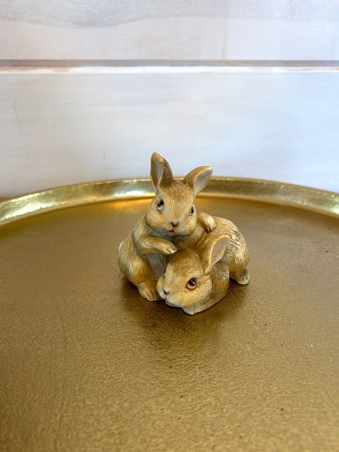 Vintage Homco Porcelain Brown Rabbits Figurine 1455, Circa 1970s - Etsy