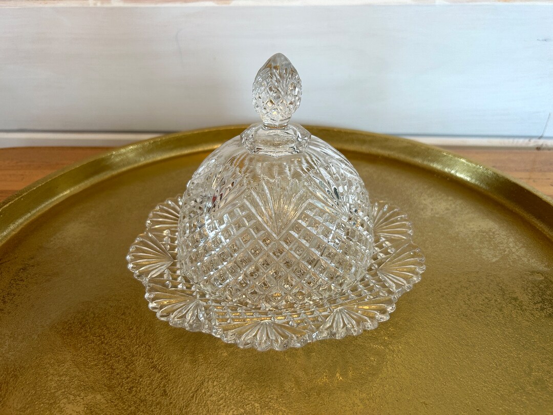 1890s Round Covered Butter Dish by US Glass Pineapple & Fan Pattern - Etsy