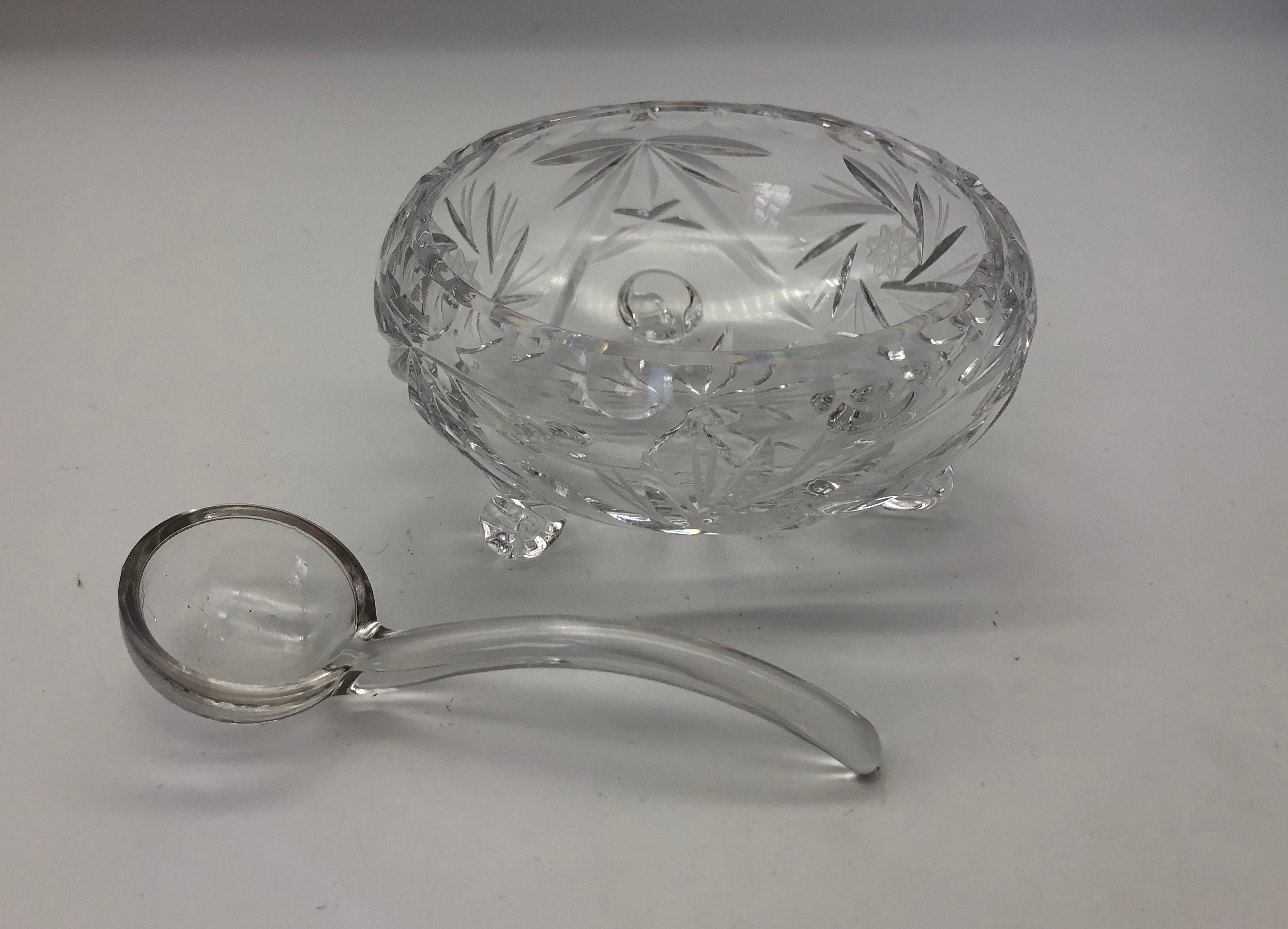 1950s Crystal Tri-footed Relish Dish Star Pinwheel Pattern and Clear ...