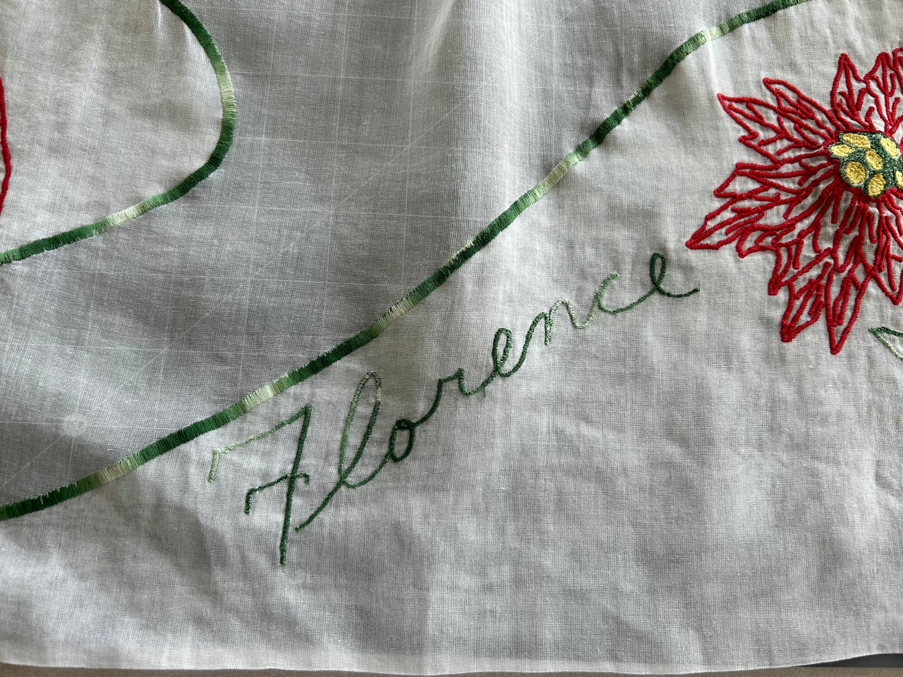 Vintage Apron Italian Hostess Style Sheer Half Holiday Poinsettia ...