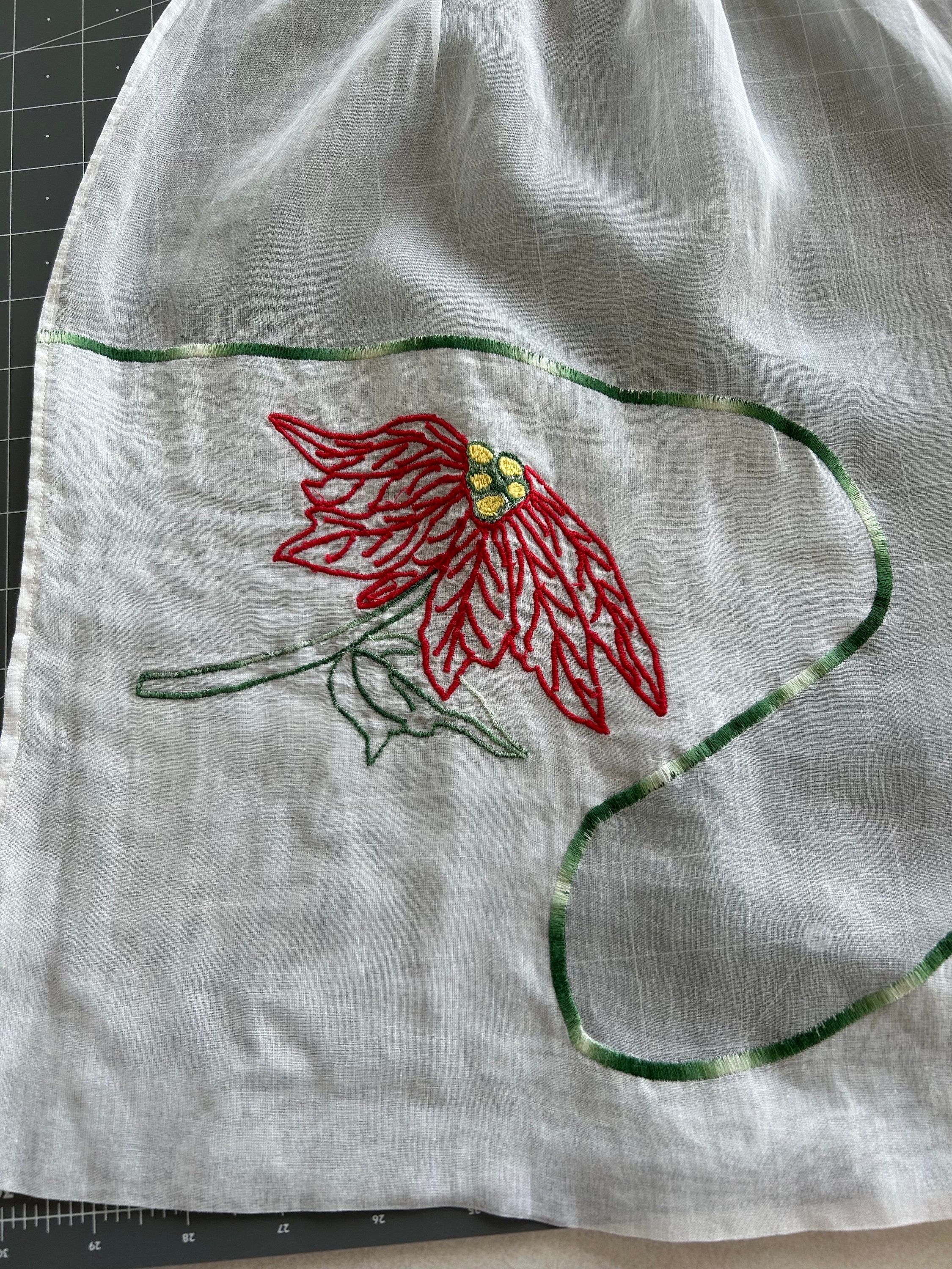 Vintage Apron Italian Hostess Style Sheer Half Holiday Poinsettia ...