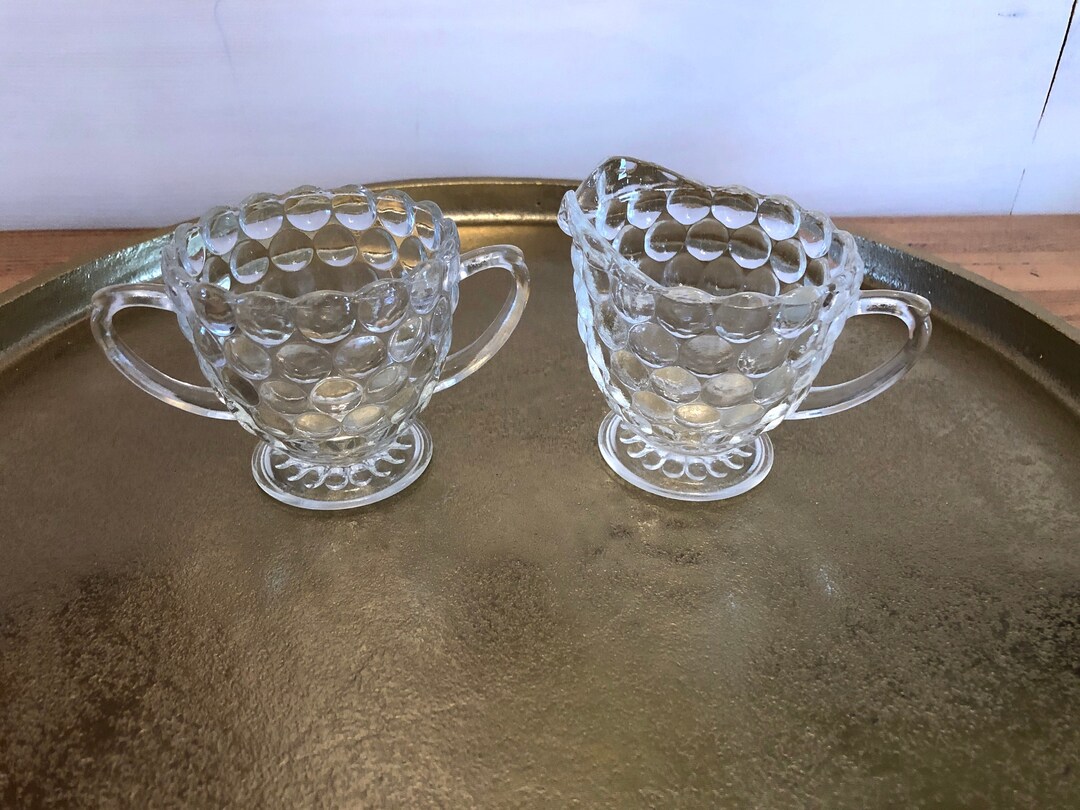 1950s Anchor Hocking Bubble Clear Glass Creamer and Sugar Bowl - Etsy