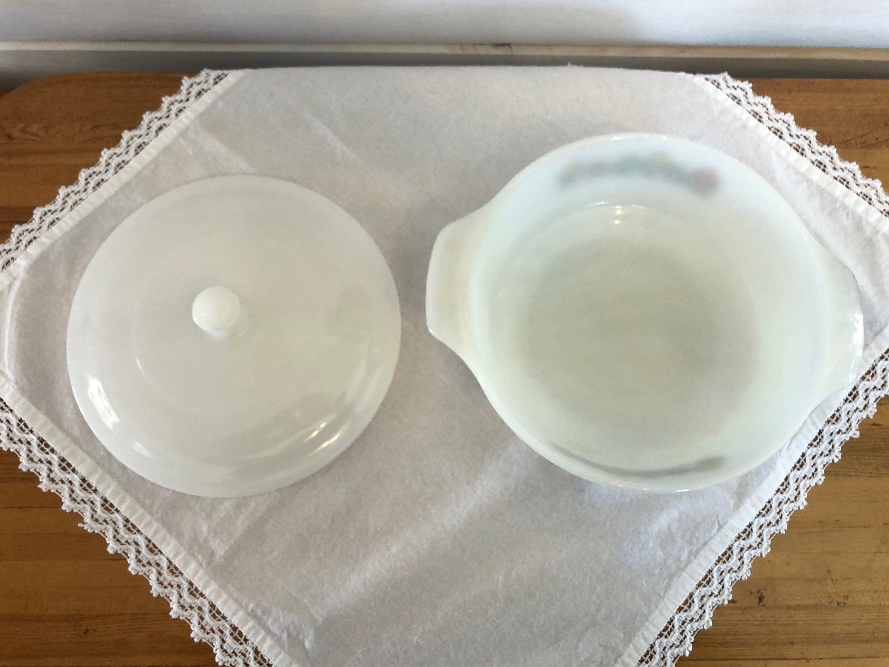 1960s Fire King by Anchor Hocking Summerfield Pattern Lidded Casserole ...