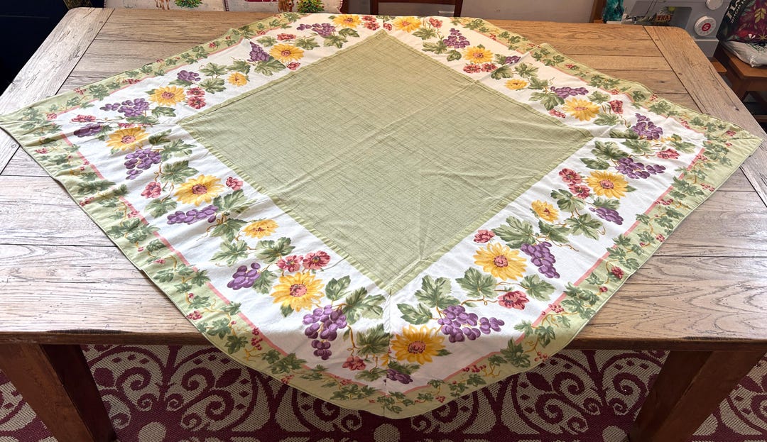 Vintage Classic Floral 100% Cotton Tablecloth 49" Square, India Circa ...