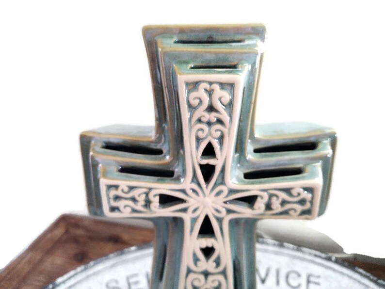 Vintage Ceramic Celtic Cross Night Light: Ornate Religious Decor - Etsy