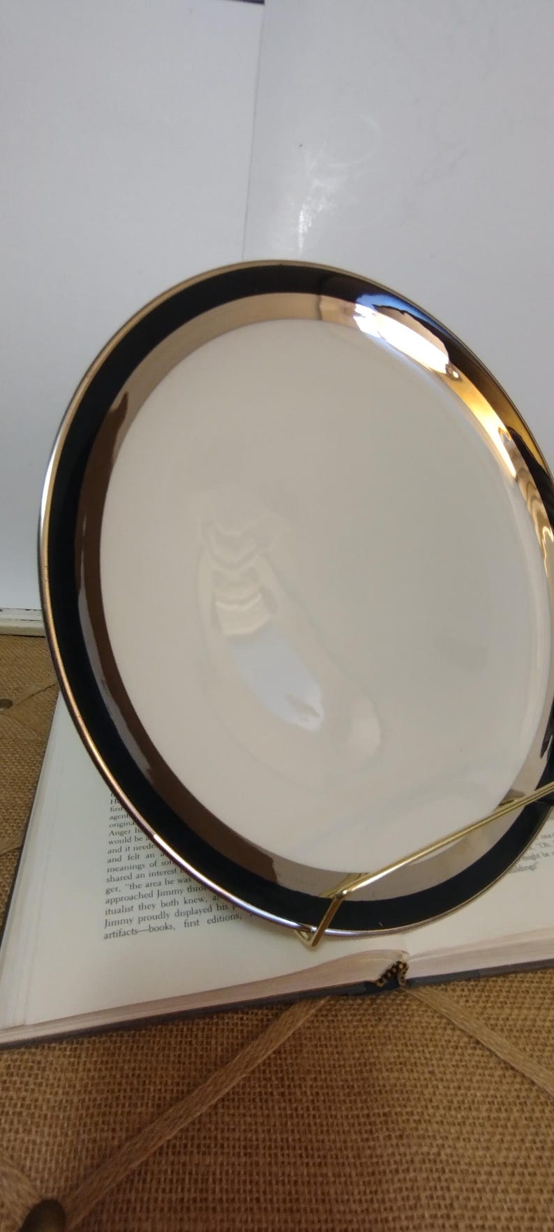 Flintridge China Contessa Dinner Plates - BLACK & Platinum | Affordable ...