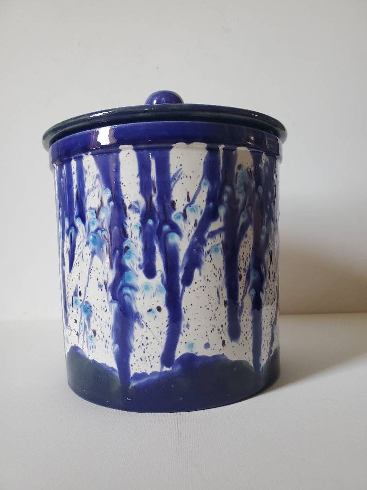 Ceramic Drip Splatter Design Blue and White Canister - Etsy