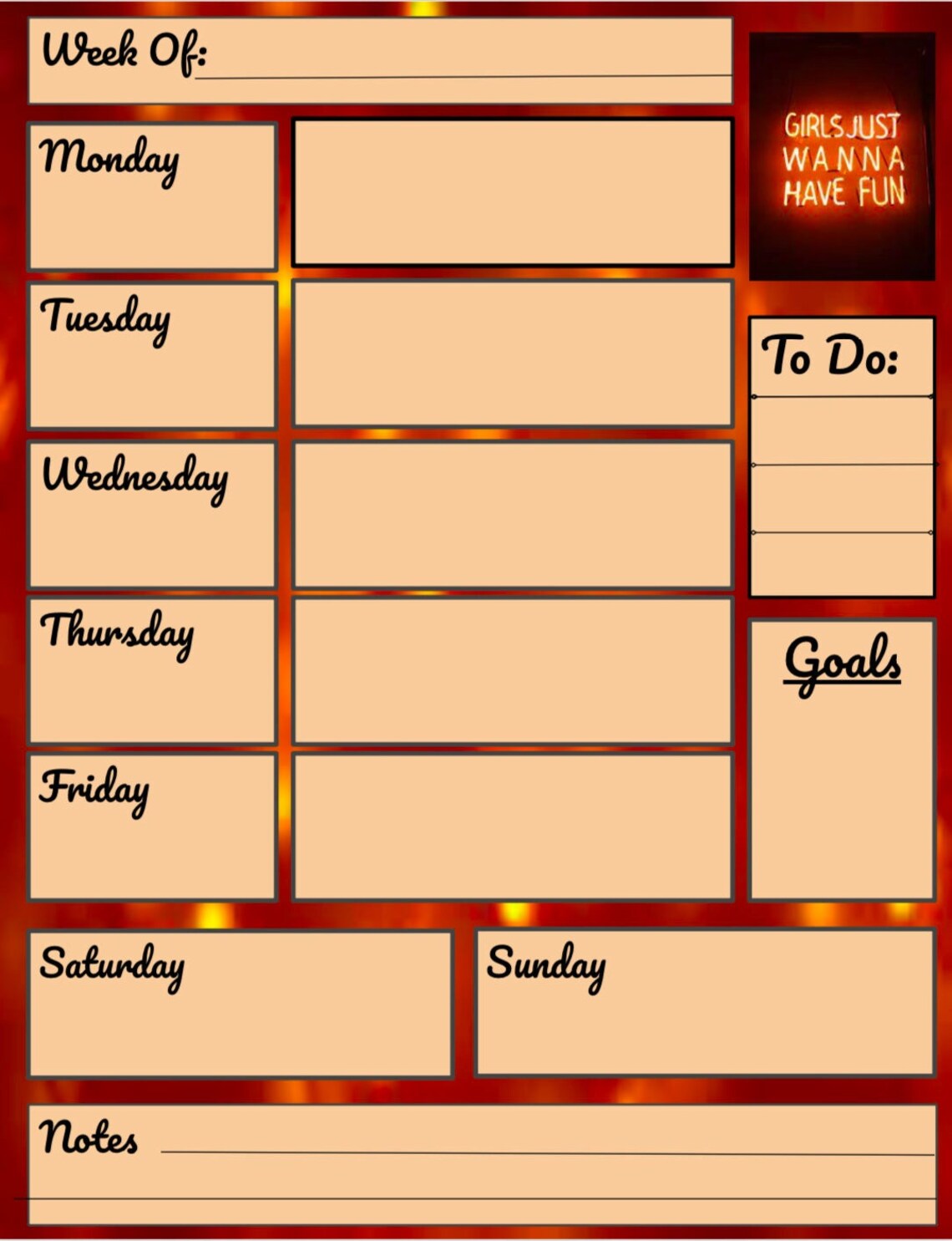 Orange Theme Weekly Planner/schedule - Etsy