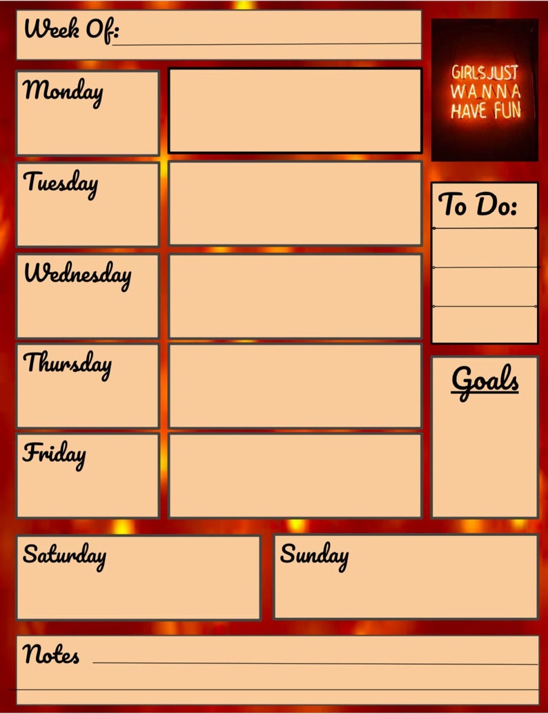 Orange Theme Weekly Planner/schedule - Etsy