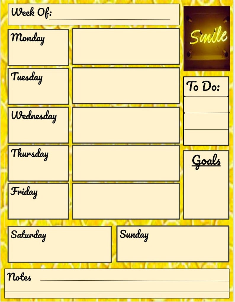 Lemon Theme Weekly Schedule/planner - Etsy
