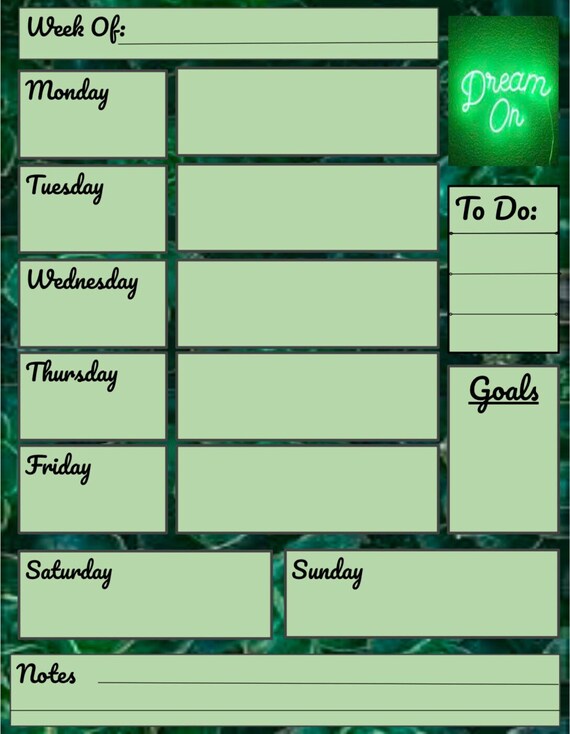 Emerald Green Planner Schedule - Etsy