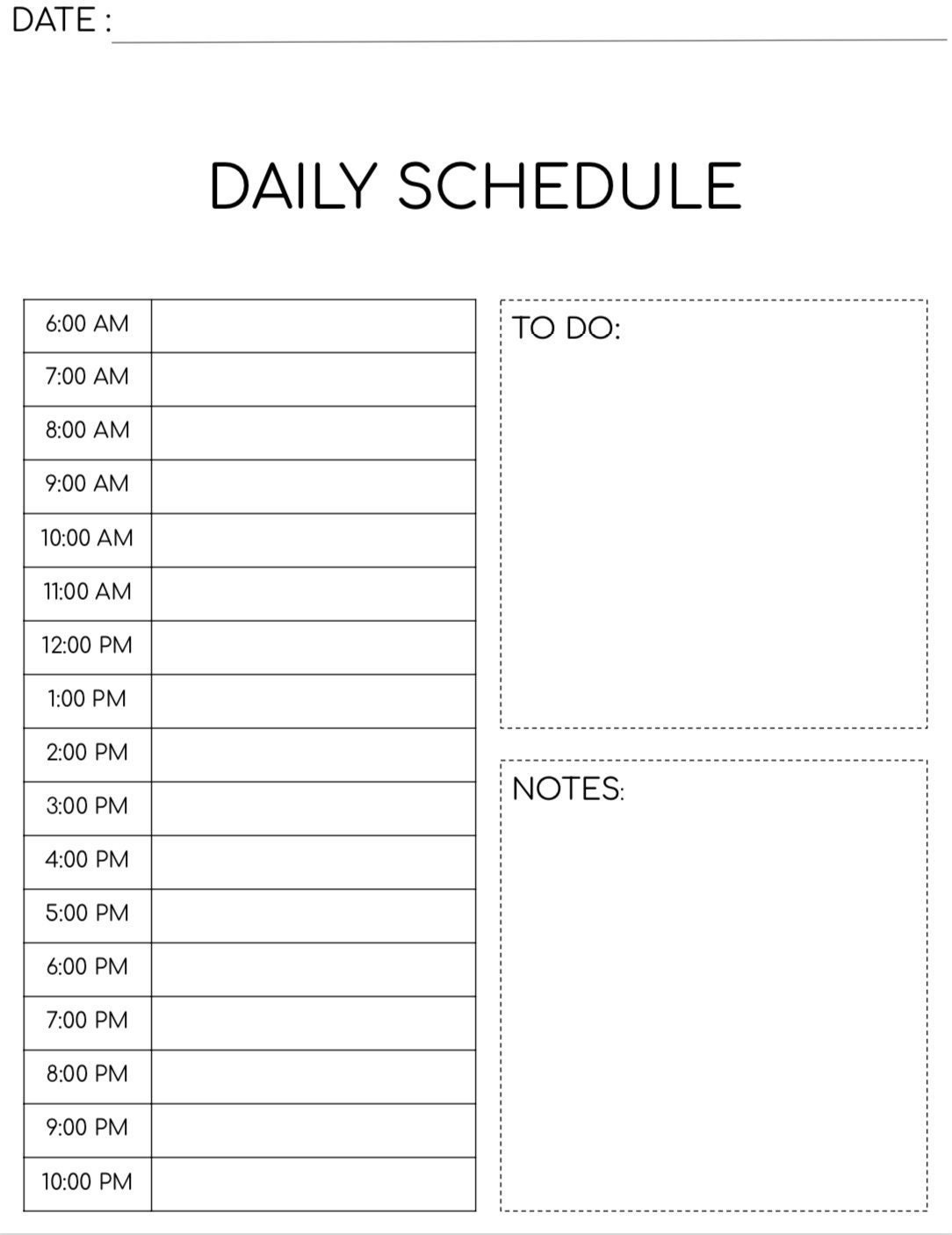 Daily Hourly Schedule - Etsy