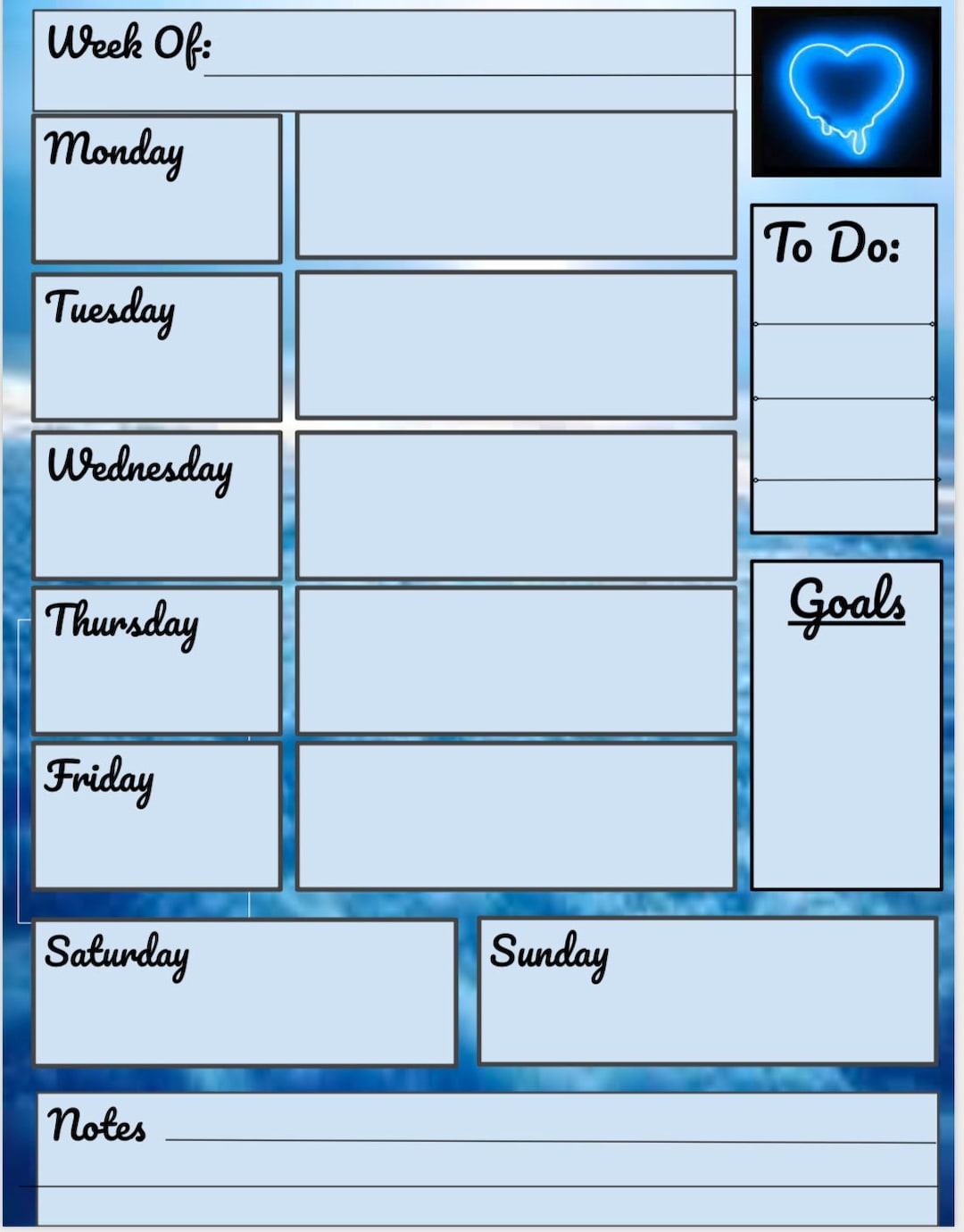 Blue Clouds Theme Weekly Planner/schedule - Etsy