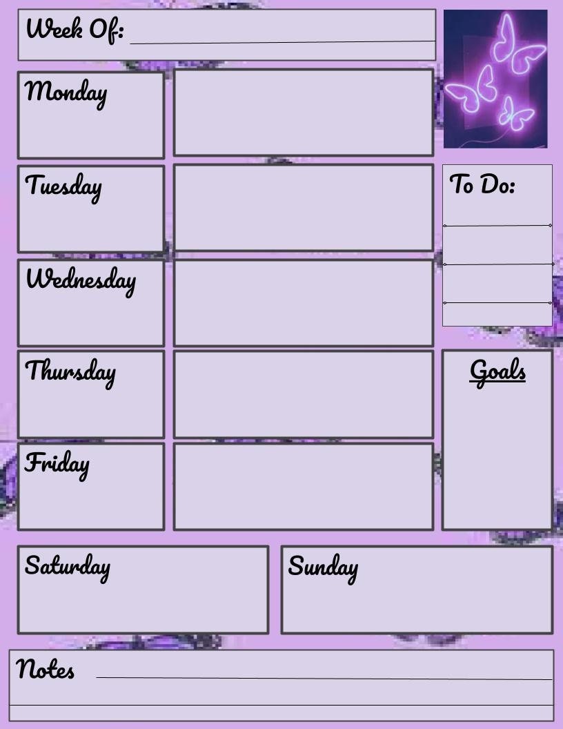 Purple Butterfly Theme Planner/schedule | Etsy