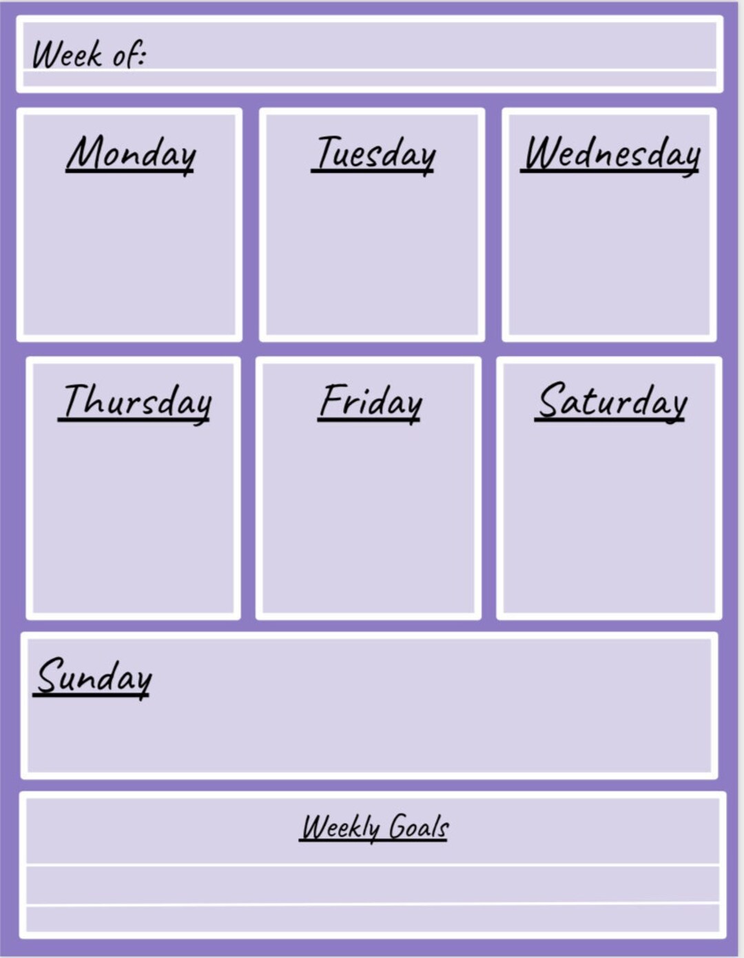 Lavender/purple Weekly Schedule/planner - Etsy