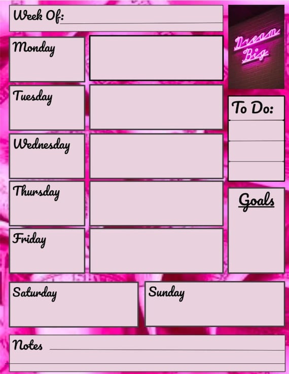 Hot Pink Planner/schedule - Etsy