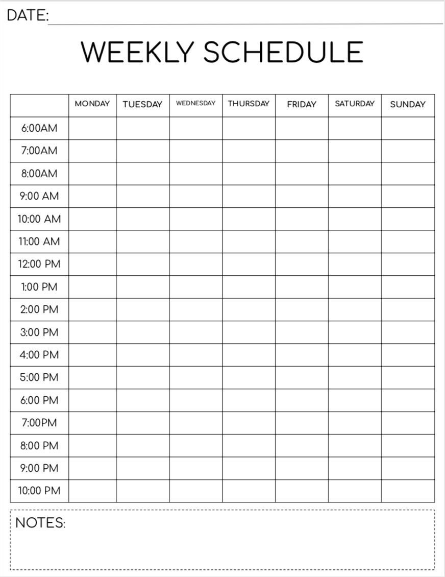 Weekly Hourly Schedule/planner - Etsy
