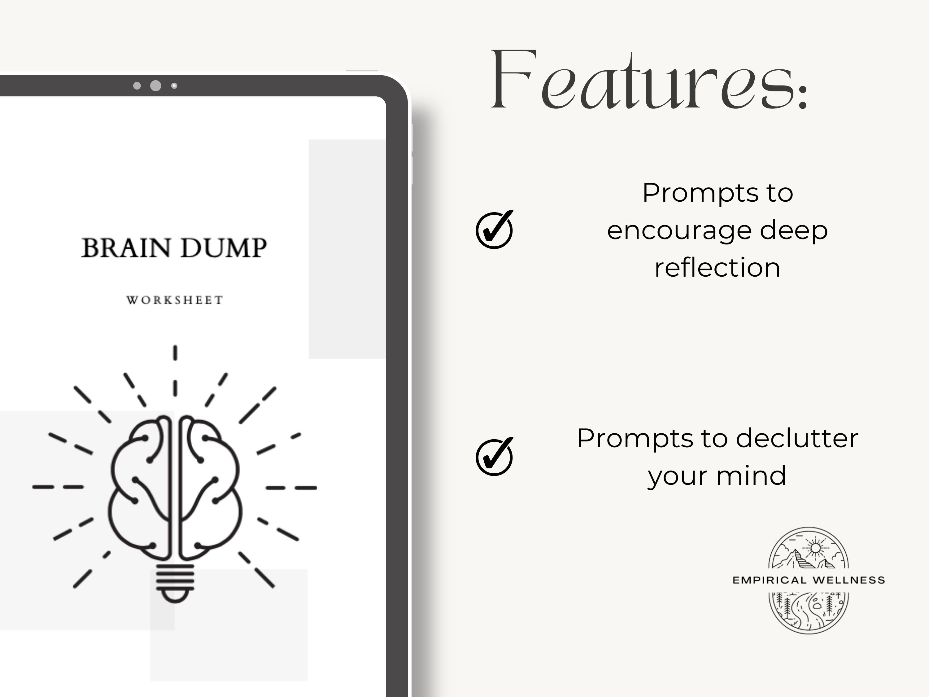 Brain Dump Mental Health Worksheets - Printable and Digital Workbook ...