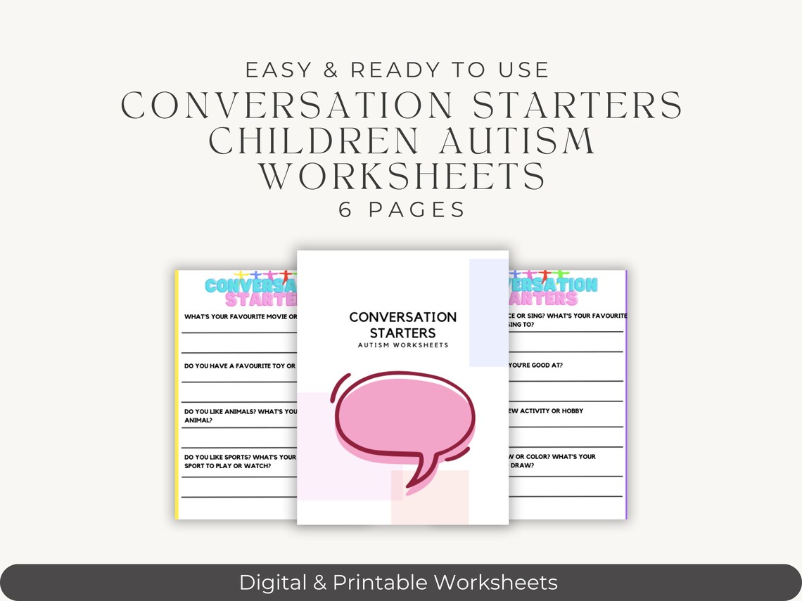 Engage Your Child With Autism: Printable & Digital Conversation Starter ...