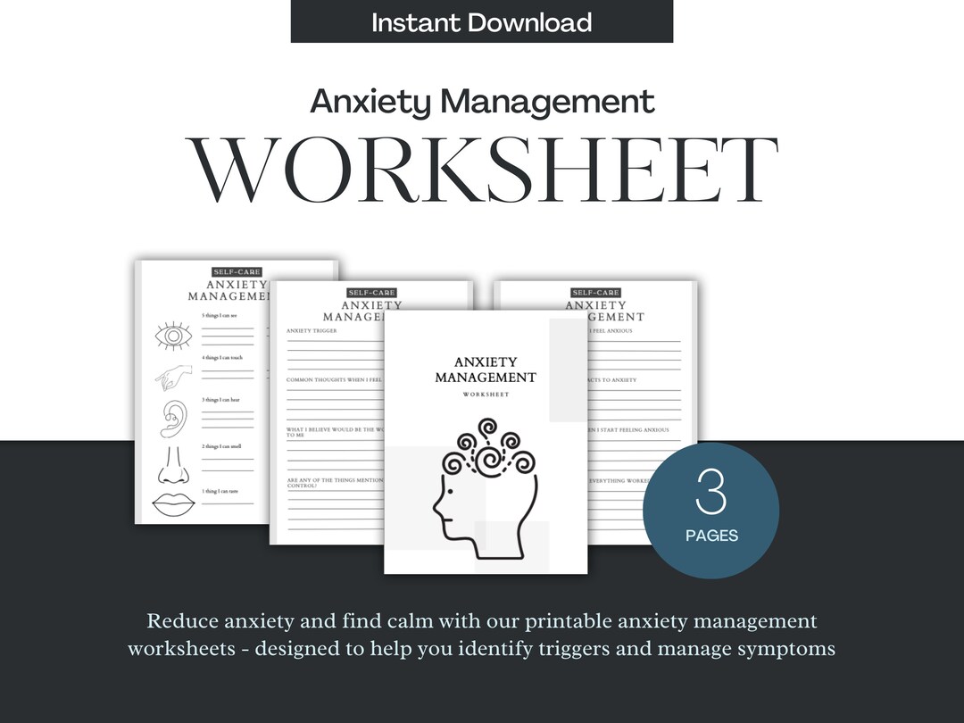Anxiety Management Mental Health Worksheets Printable and - Etsy