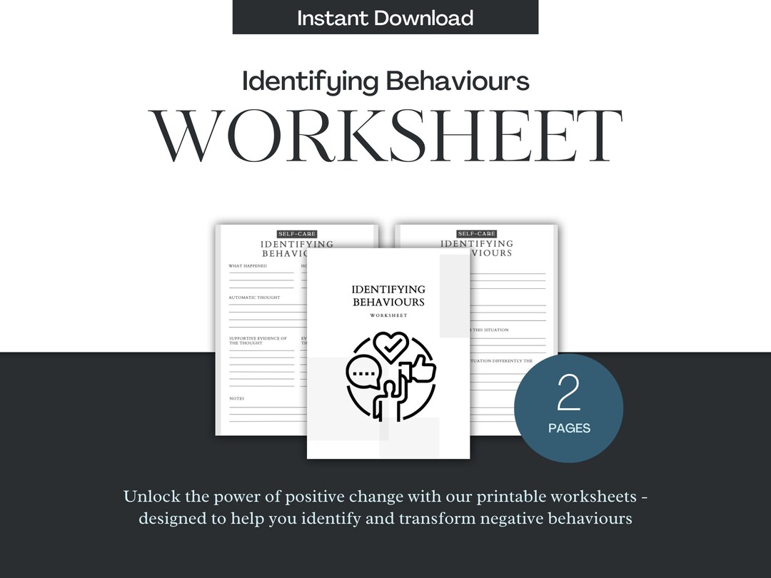 Identifying Behaviours Worksheets Mental Health Therapy Aid - Etsy