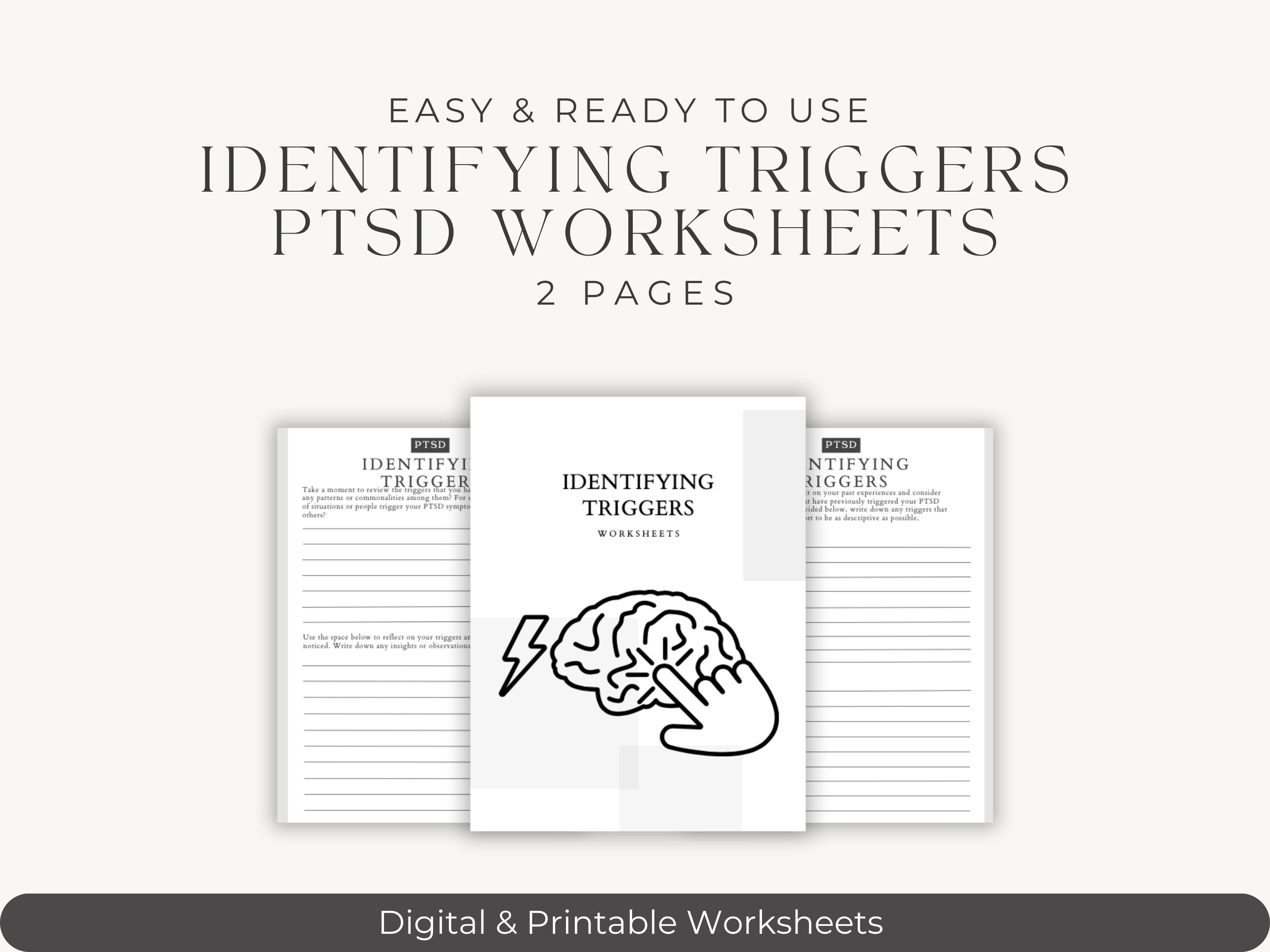 Identifying Triggers: PTSD Mental Health Worksheets for Coping and ...