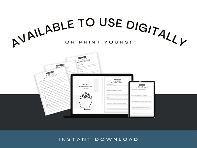 Anxiety Management Mental Health Worksheets Printable and - Etsy